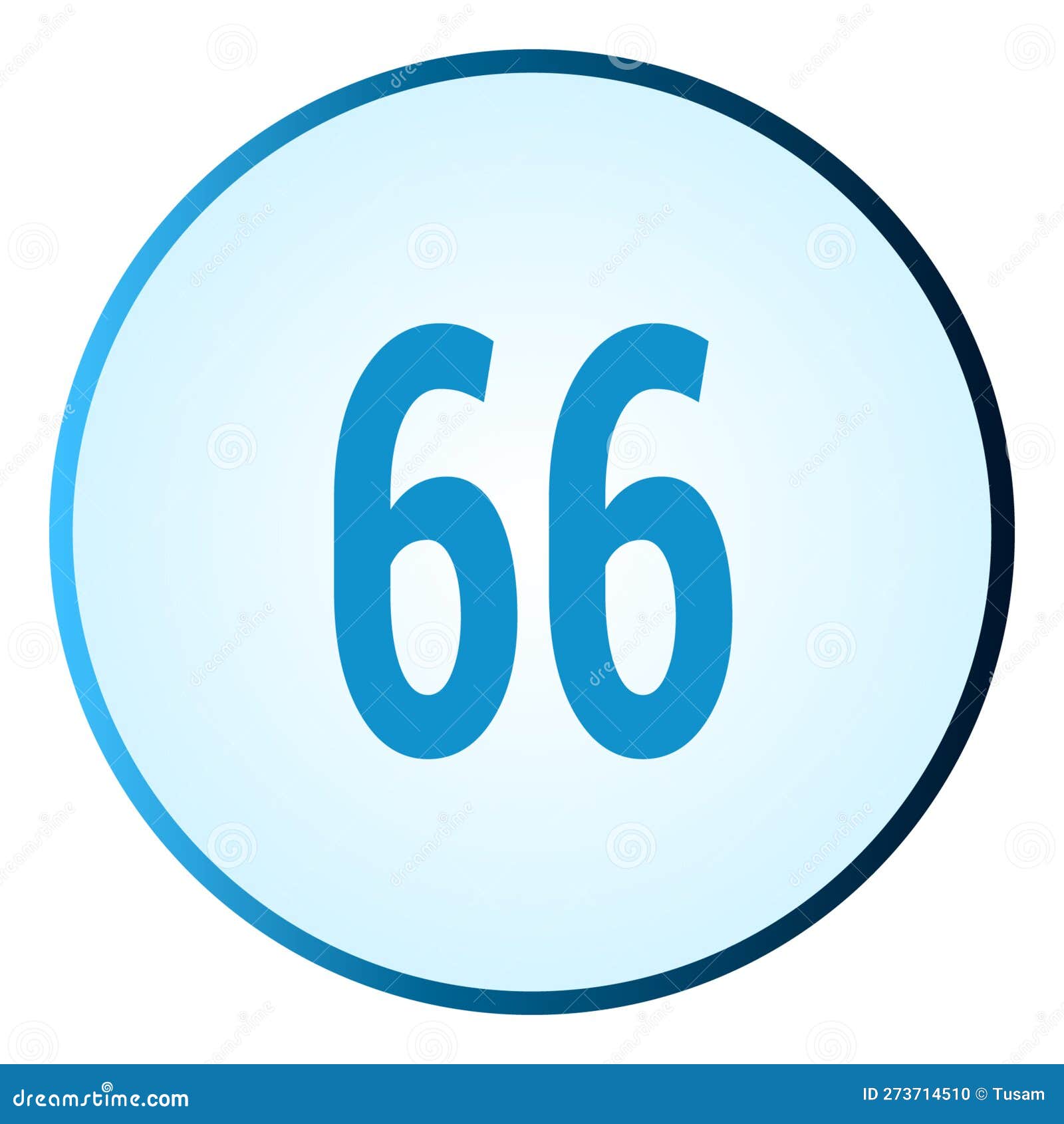Number 66 Symbol or Logo with Round Frame in Blue Gradient Color Stock ...
