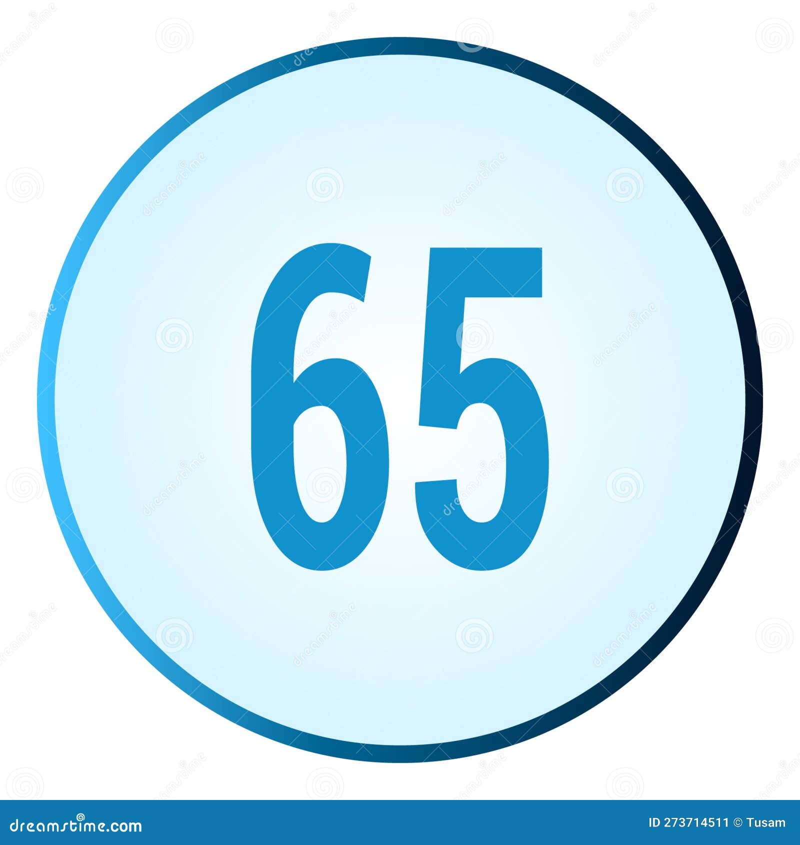 Number 65 Symbol or Logo with Round Frame in Blue Gradient Color Stock ...