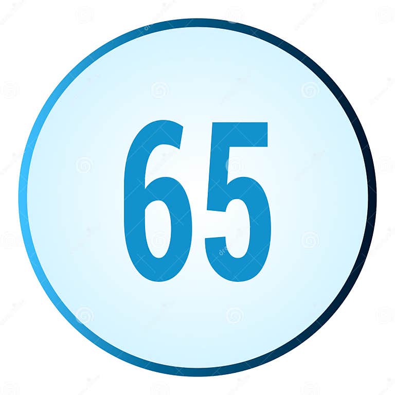 Number 65 Symbol or Logo with Round Frame in Blue Gradient Color Stock ...