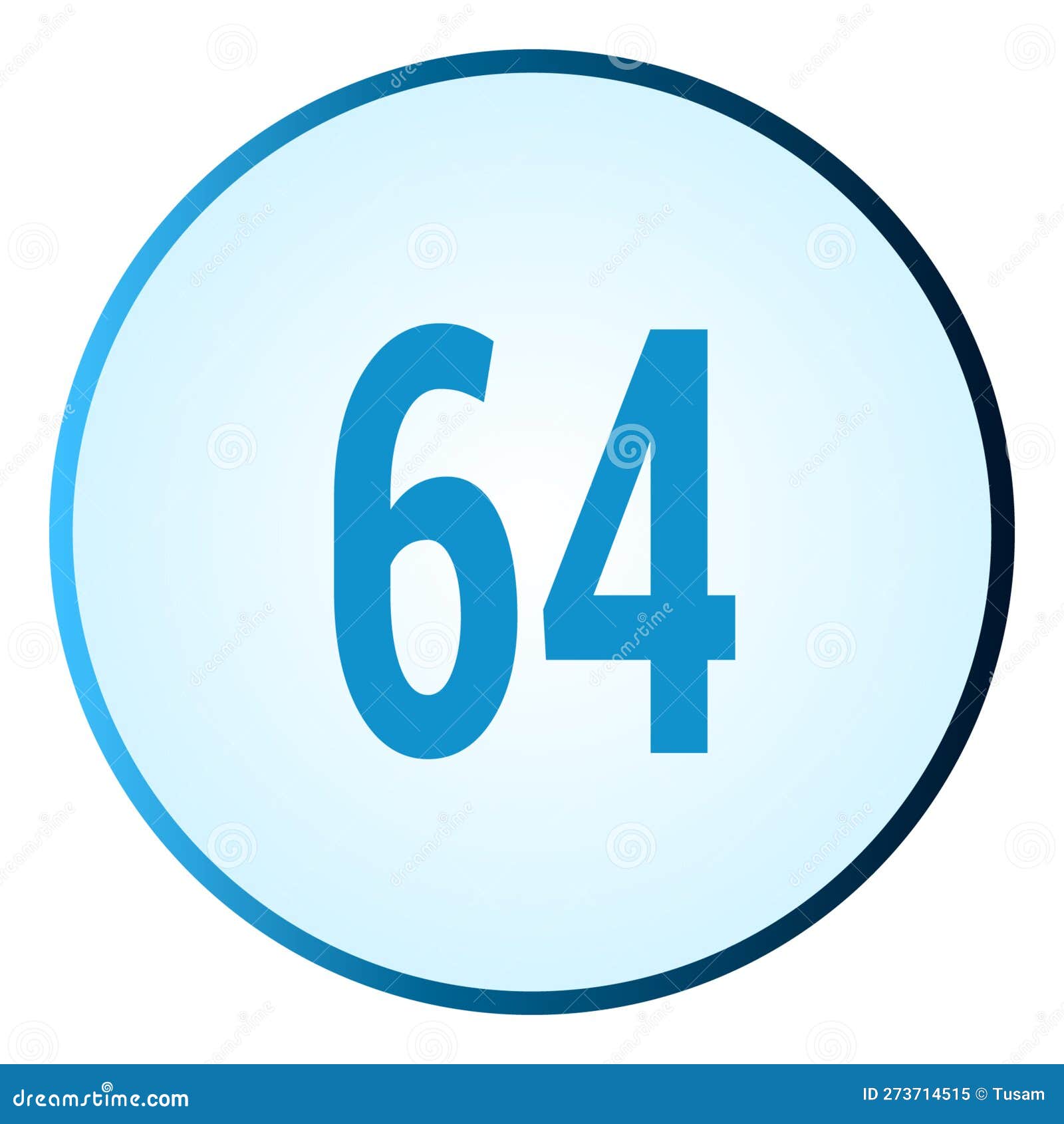 Number 64 Symbol or Logo with Round Frame in Blue Gradient Color Stock ...