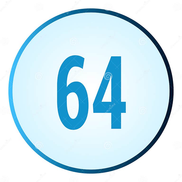 Number 64 Symbol or Logo with Round Frame in Blue Gradient Color Stock ...