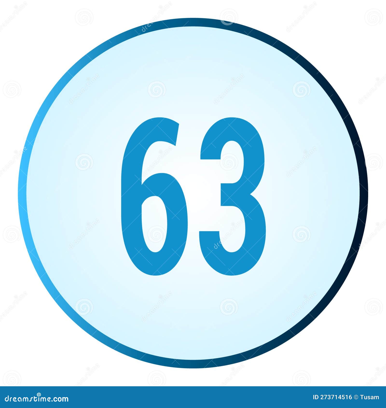 Number 63 Symbol or Logo with Round Frame in Blue Gradient Color Stock ...