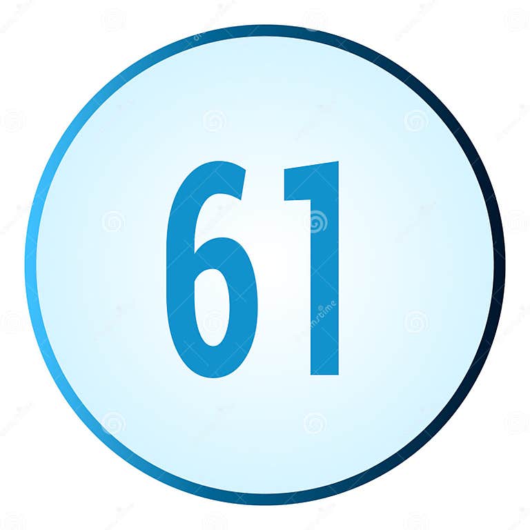 Number 61 Symbol or Logo with Round Frame in Blue Gradient Color Stock ...
