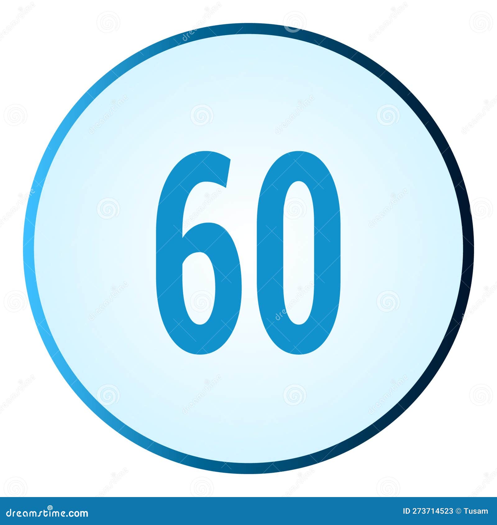 Number 60 Symbol or Logo with Round Frame in Blue Gradient Color Stock ...