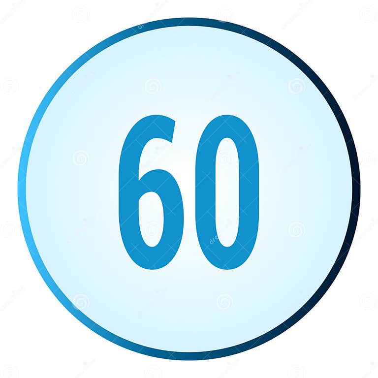 Number 60 Symbol or Logo with Round Frame in Blue Gradient Color Stock ...