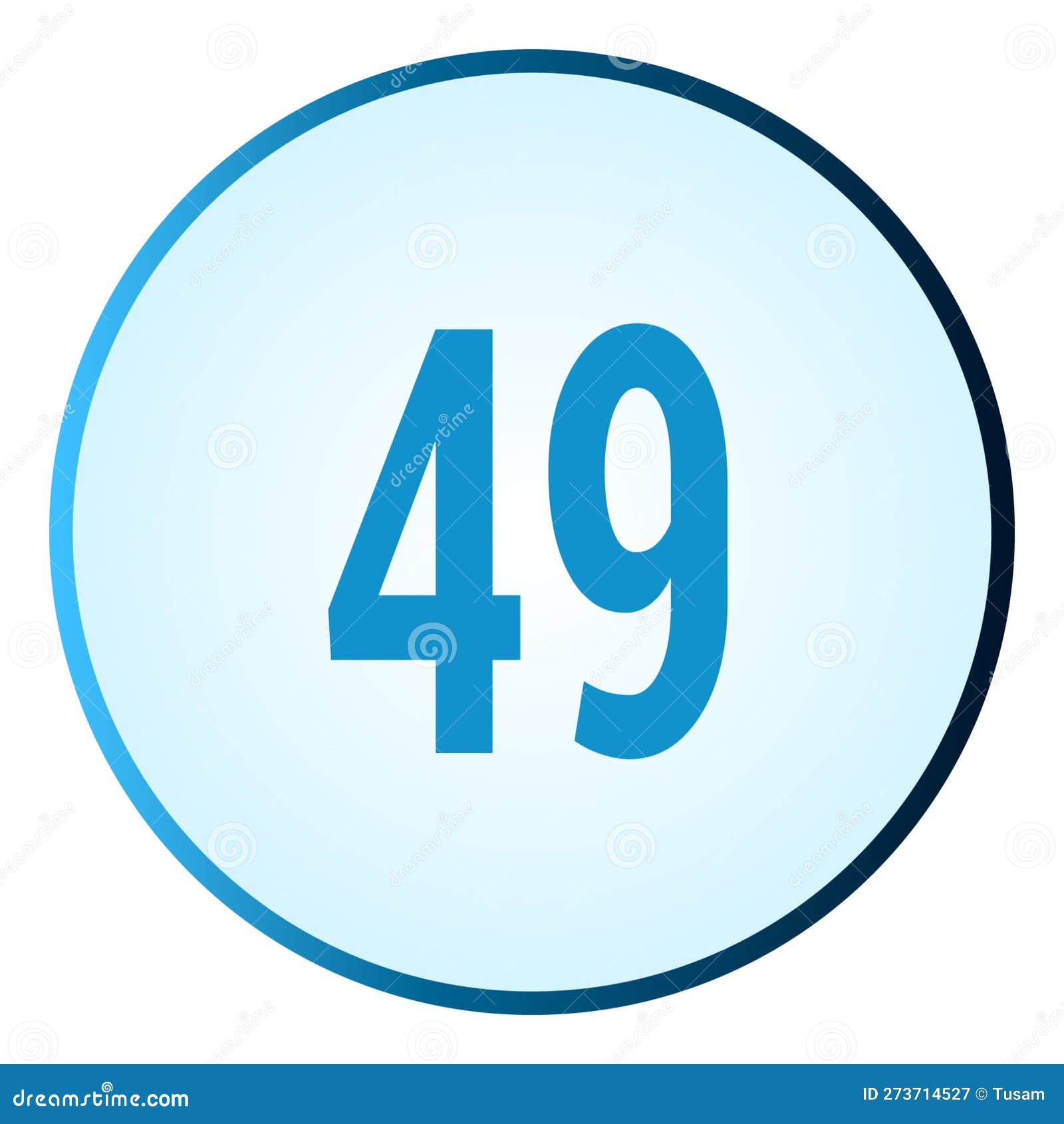 Number 49 Symbol or Logo with Round Frame in Blue Gradient Color Stock ...