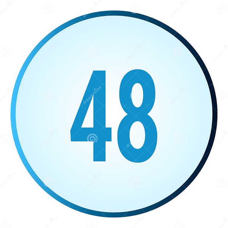 Number 48 Symbol or Logo with Round Frame in Blue Gradient Color Stock ...