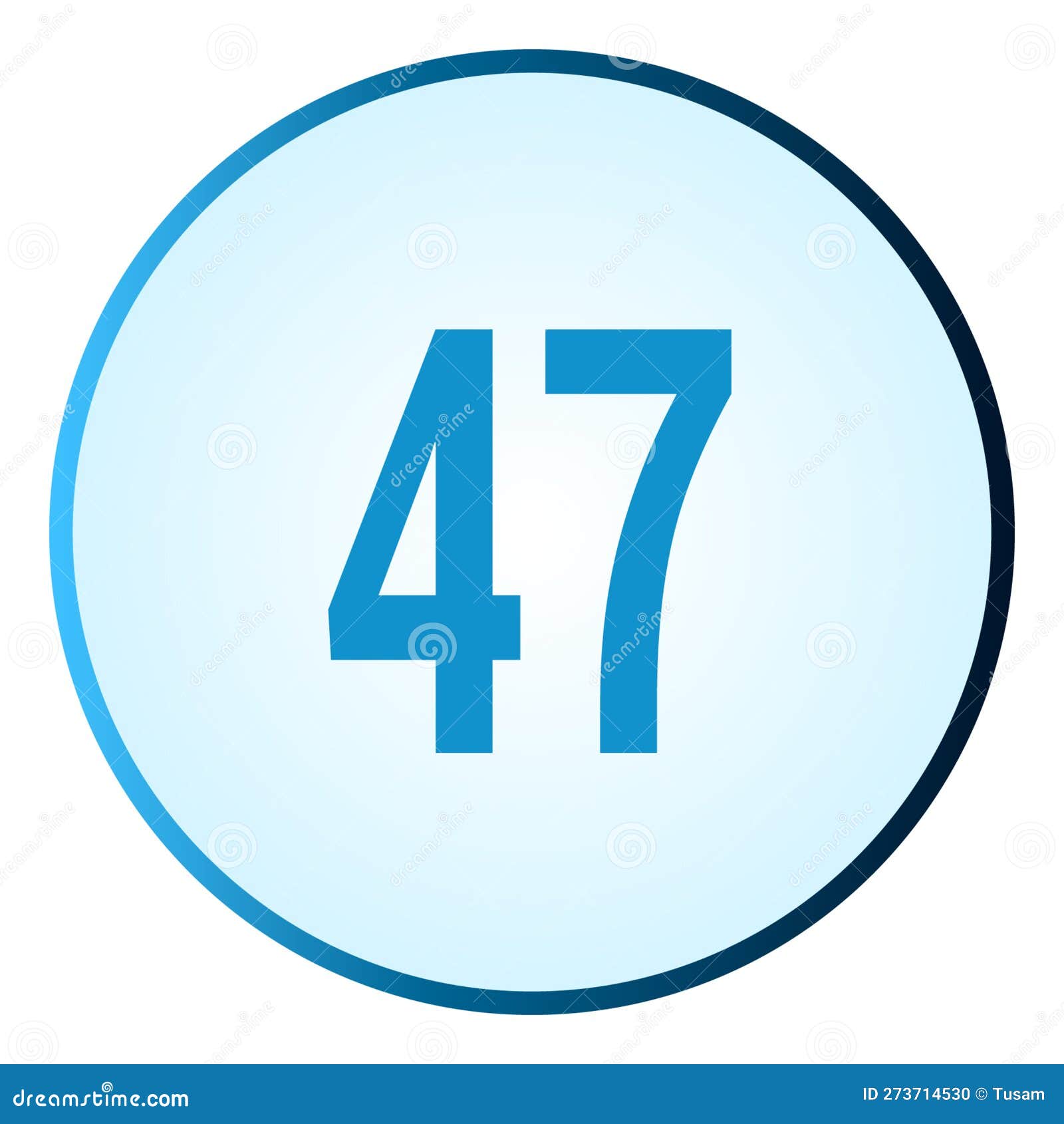 Number 47 Symbol or Logo with Round Frame in Blue Gradient Color Stock ...