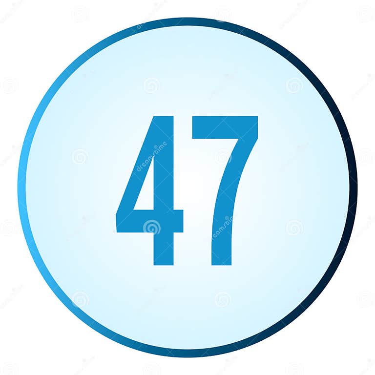 Number 47 Symbol or Logo with Round Frame in Blue Gradient Color Stock ...