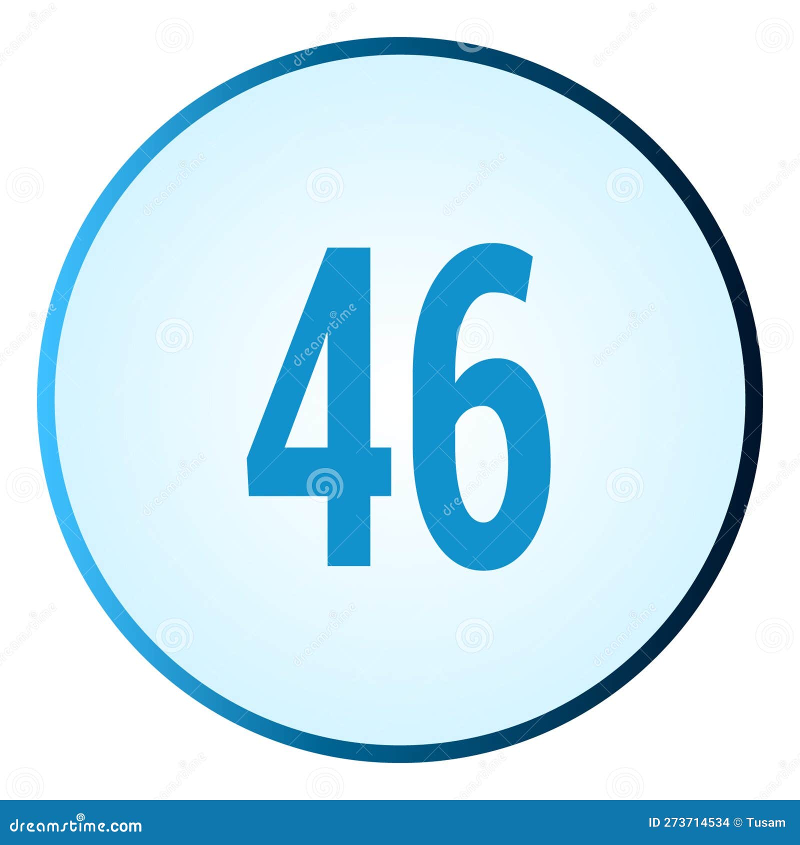 Number 46 Symbol or Logo with Round Frame in Blue Gradient Color Stock ...