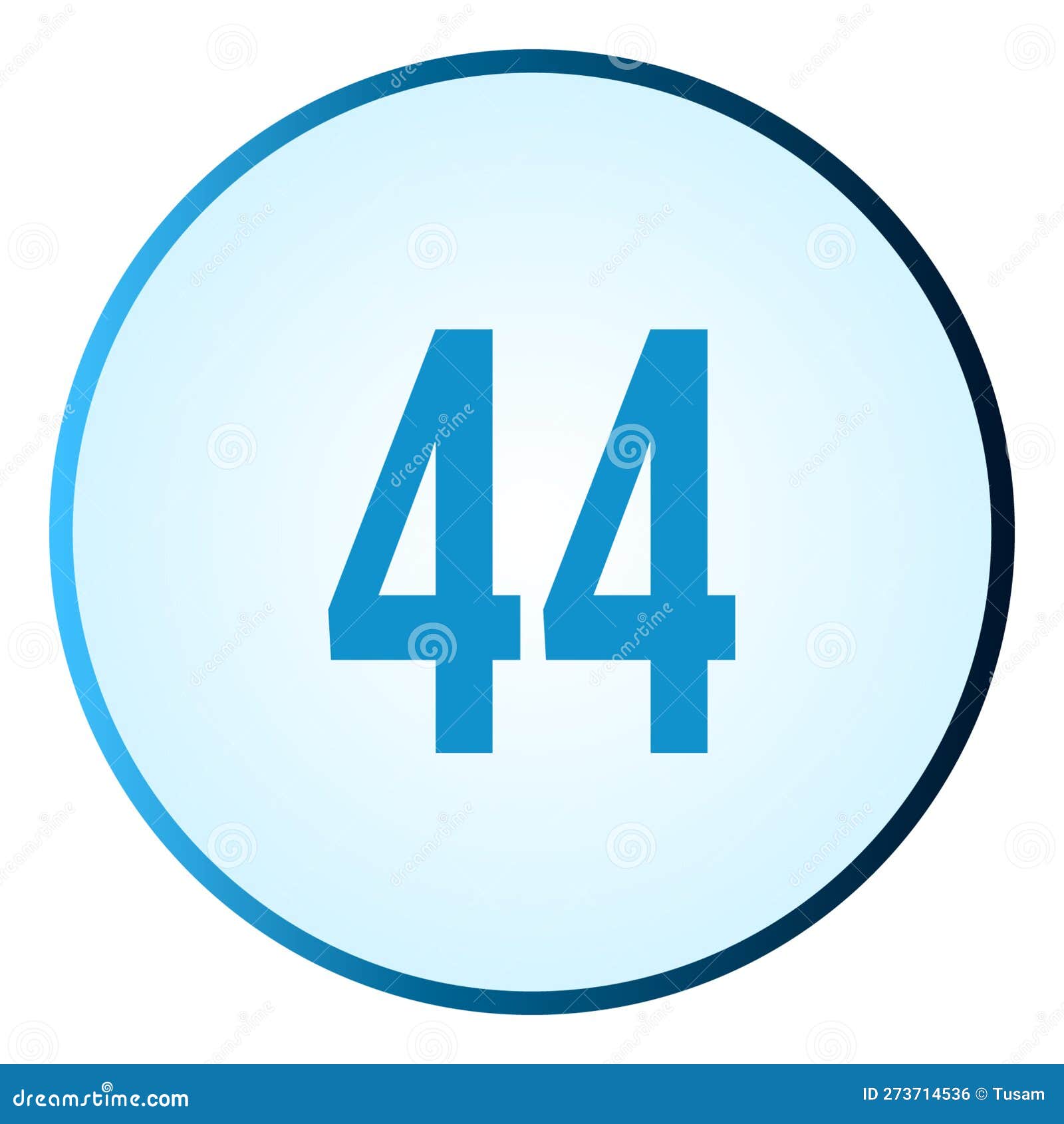 Number 44 Symbol or Logo with Round Frame in Blue Gradient Color Stock ...