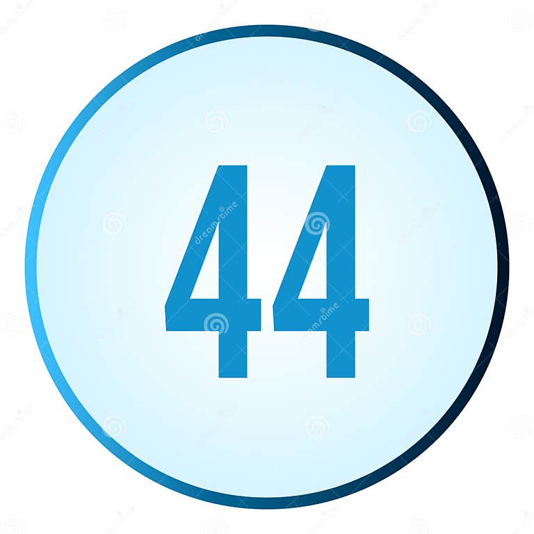 Number 44 Symbol or Logo with Round Frame in Blue Gradient Color Stock ...