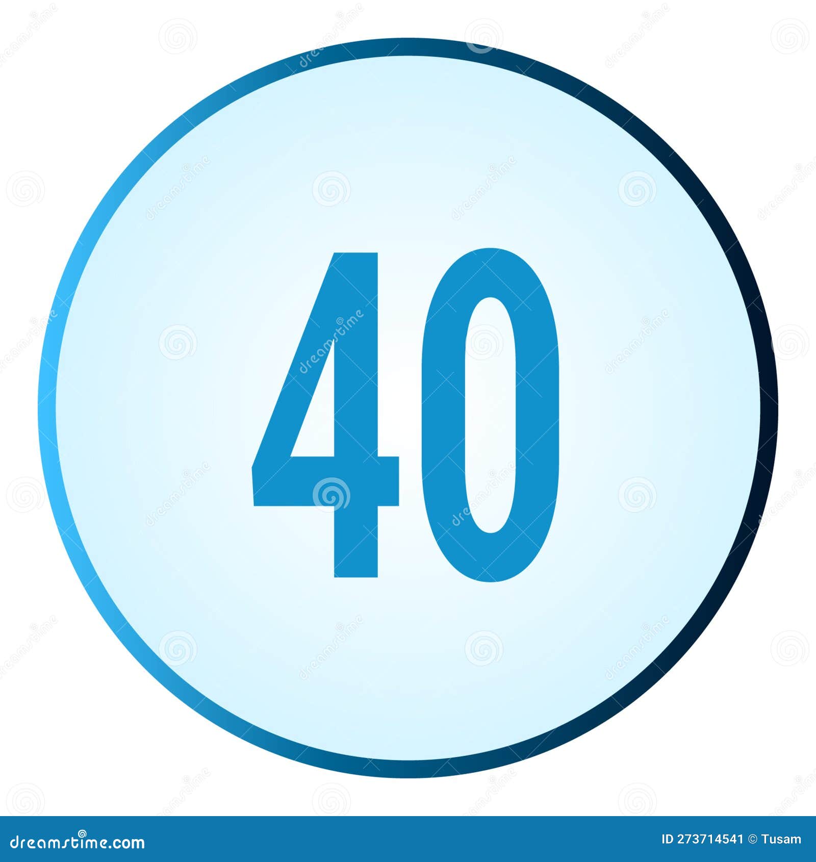 Number 40 Symbol or Logo with Round Frame in Blue Gradient Color Stock ...