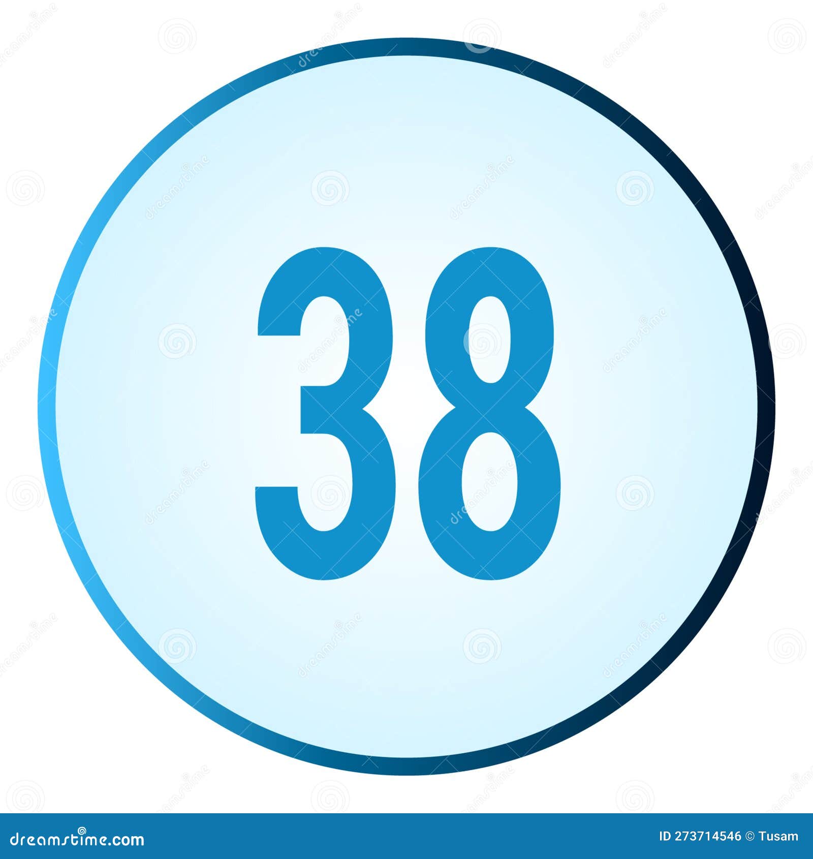 Number 38 Symbol or Logo with Round Frame in Blue Gradient Color Stock ...