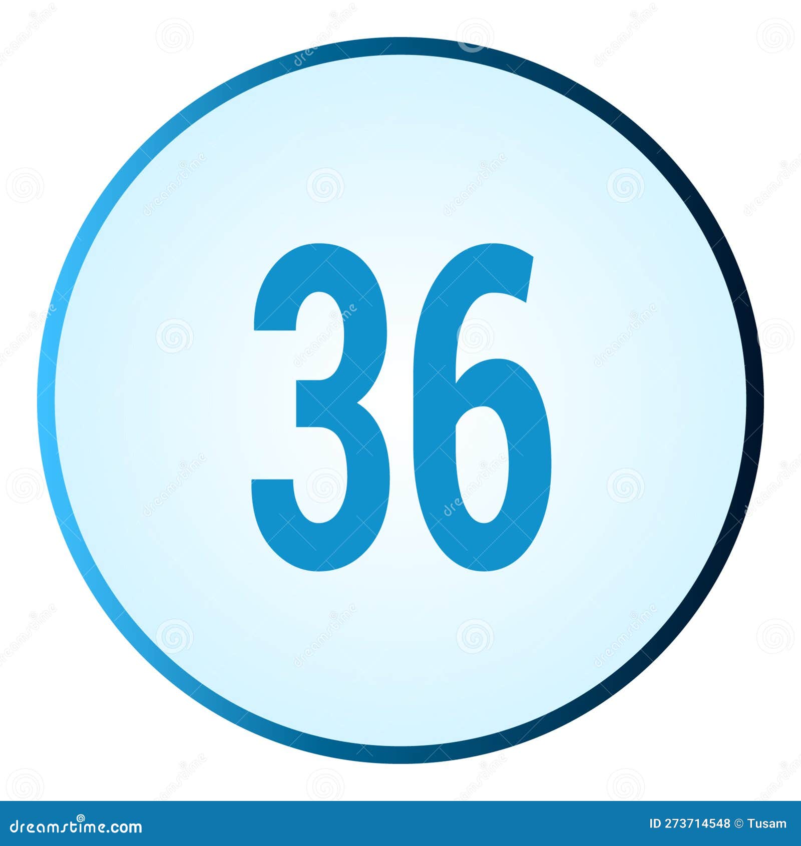 Number 36 Symbol or Logo with Round Frame in Blue Gradient Color Stock ...
