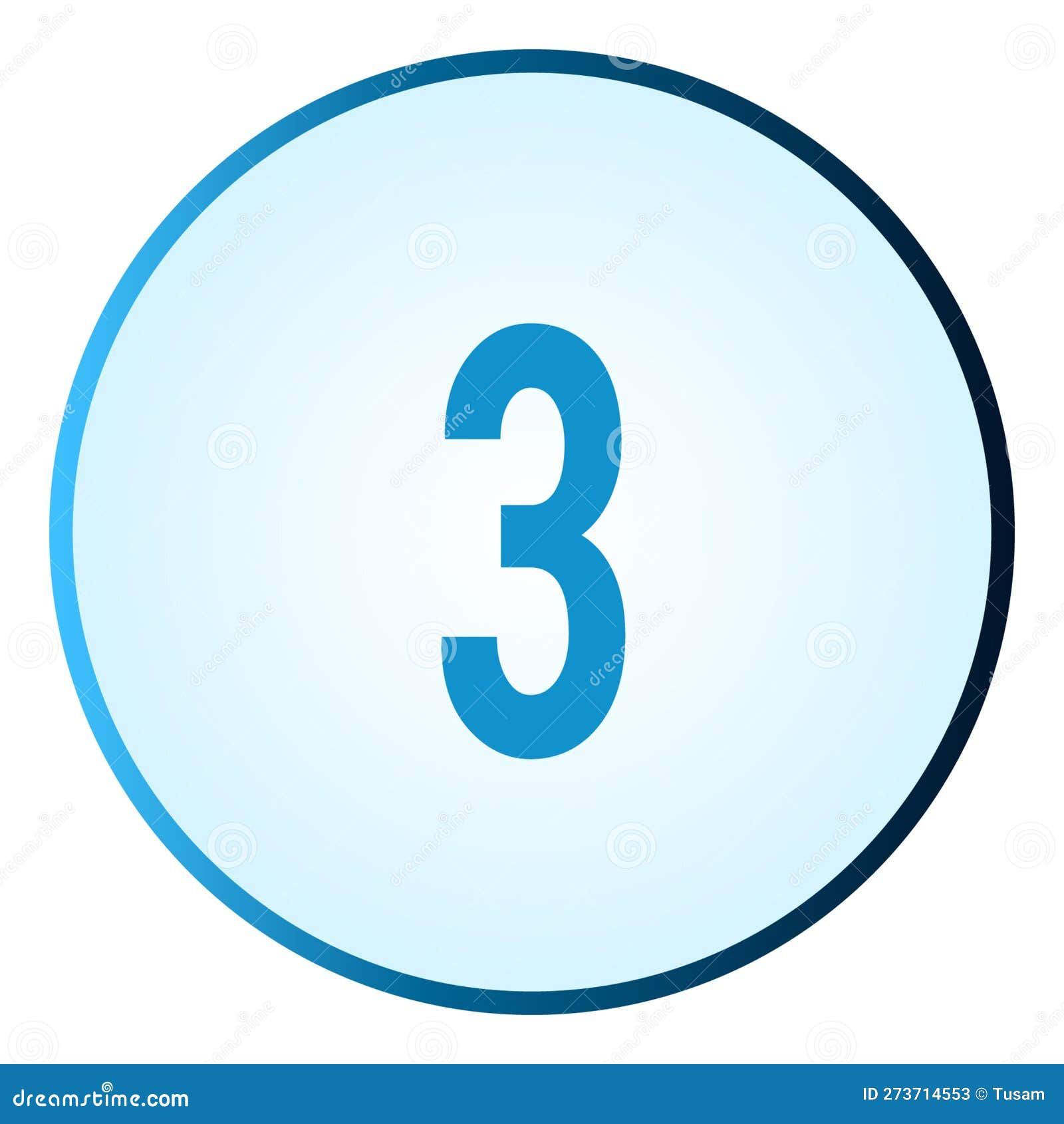 Number 3 Symbol or Logo with Round Frame in Blue Gradient Color Stock ...