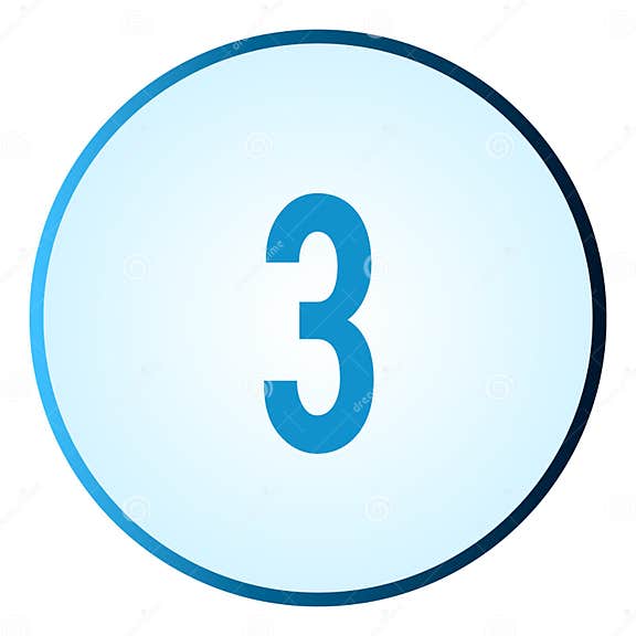 Number 3 Symbol or Logo with Round Frame in Blue Gradient Color Stock ...