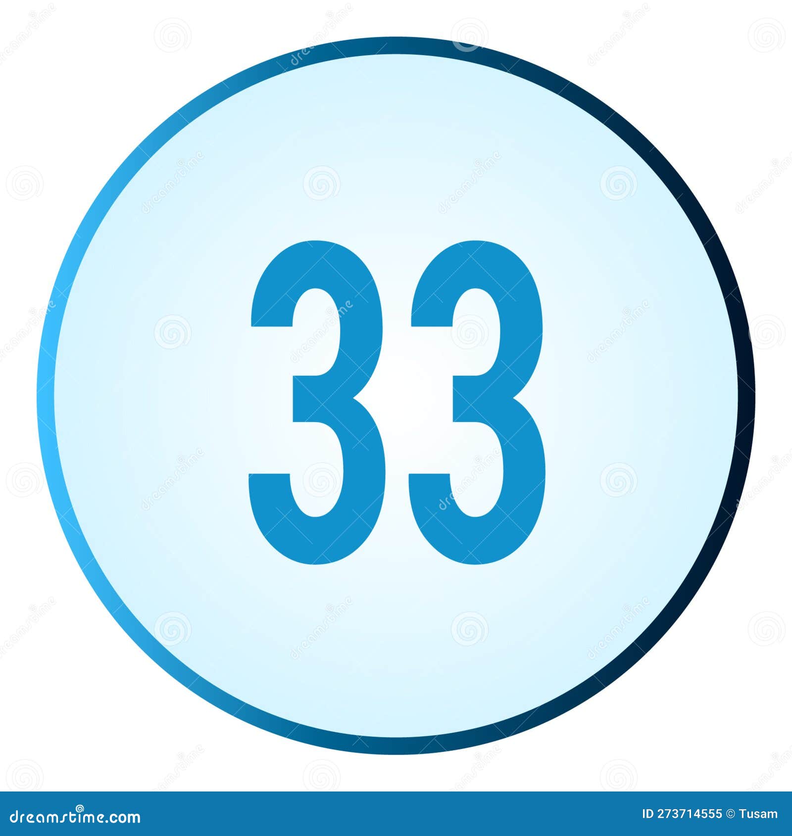 Number 33 Symbol or Logo with Round Frame in Blue Gradient Color Stock ...