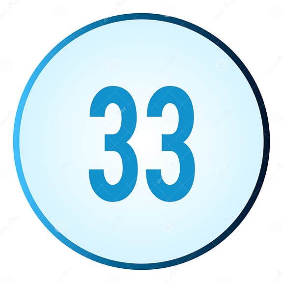 Number 33 Symbol or Logo with Round Frame in Blue Gradient Color Stock ...