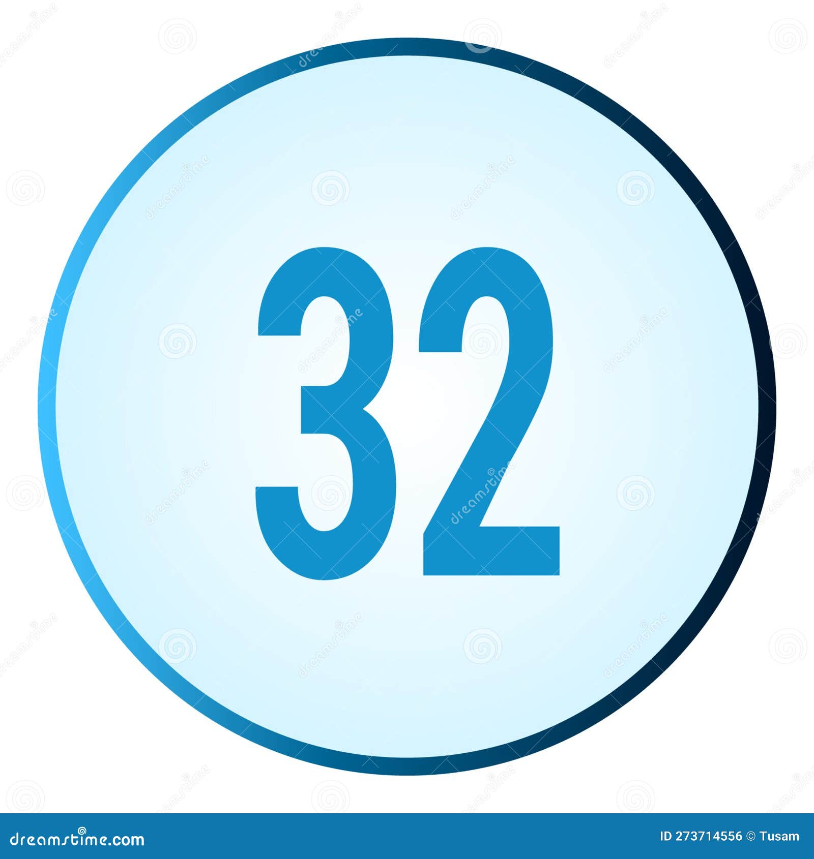Number 32 Symbol or Logo with Round Frame in Blue Gradient Color Stock ...