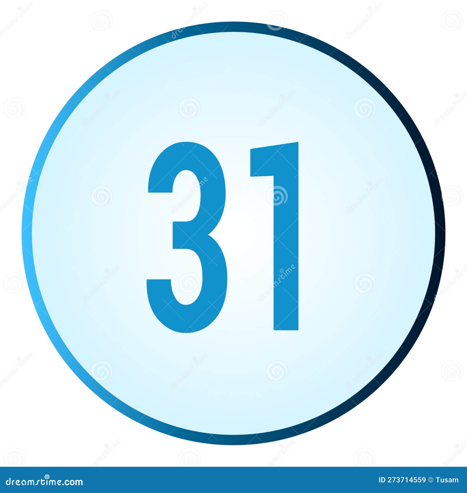 Number 31 Symbol or Logo with Round Frame in Blue Gradient Color Stock ...