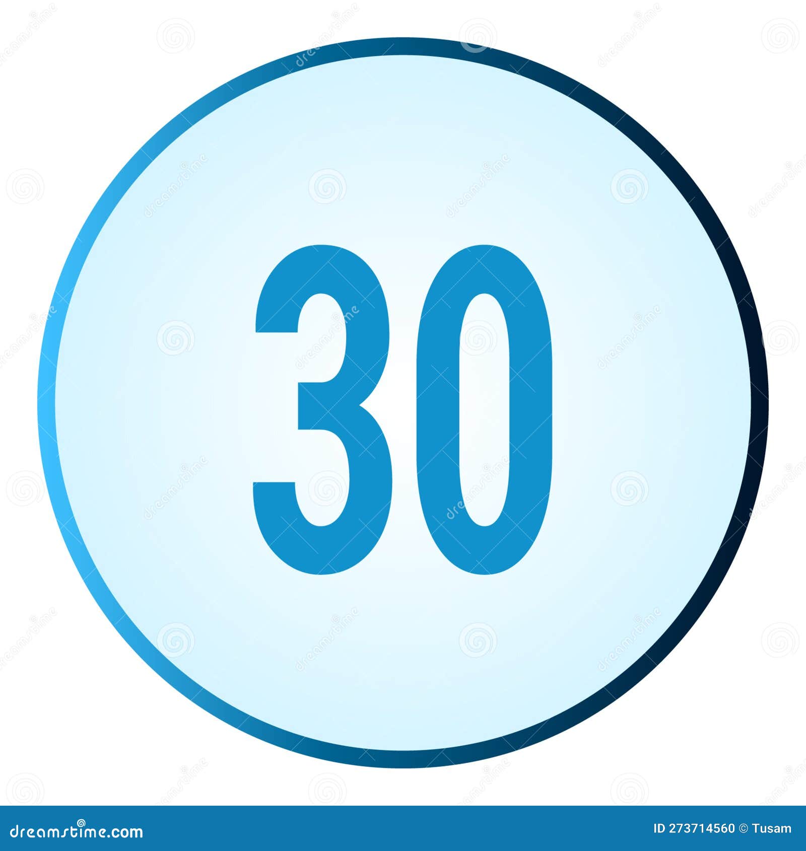 Number 30 Symbol Or Logo With Round Frame In Blue Gradient Color Vector ...