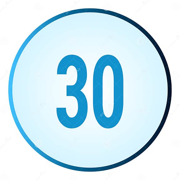 Number 30 Symbol or Logo with Round Frame in Blue Gradient Color Stock ...
