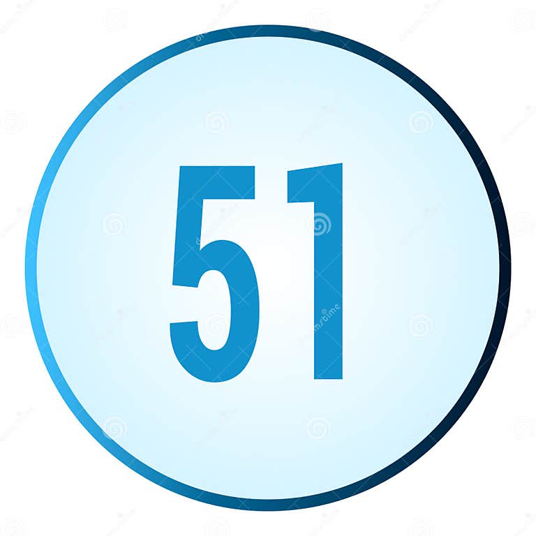 Number 51 Symbol or Logo with Round Frame in Blue Gradient Color Stock ...