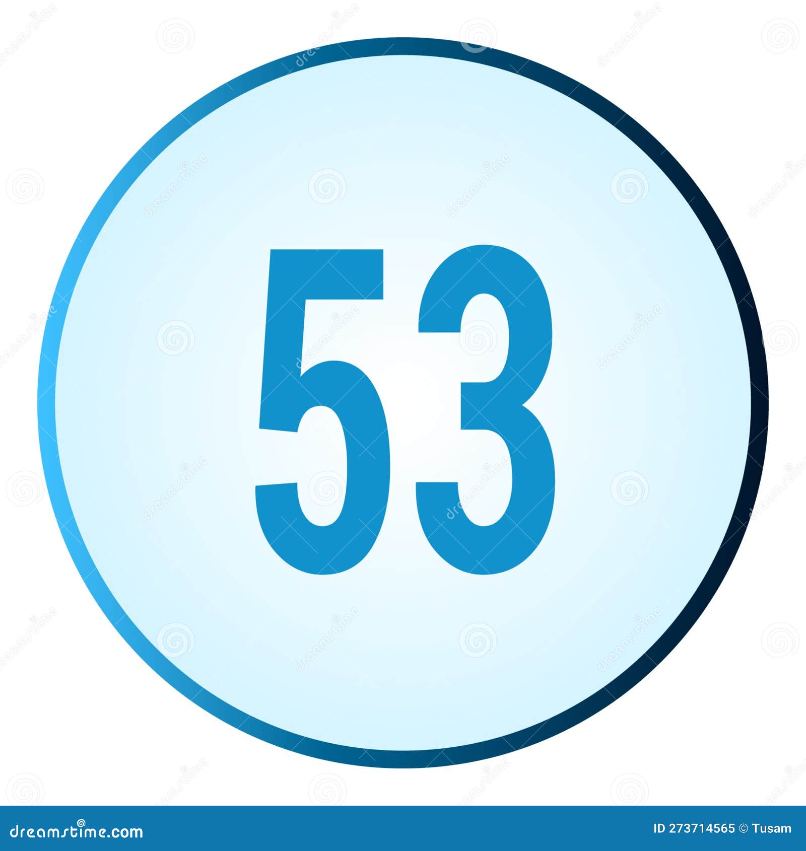 Number 53 Symbol or Logo with Round Frame in Blue Gradient Color Stock ...