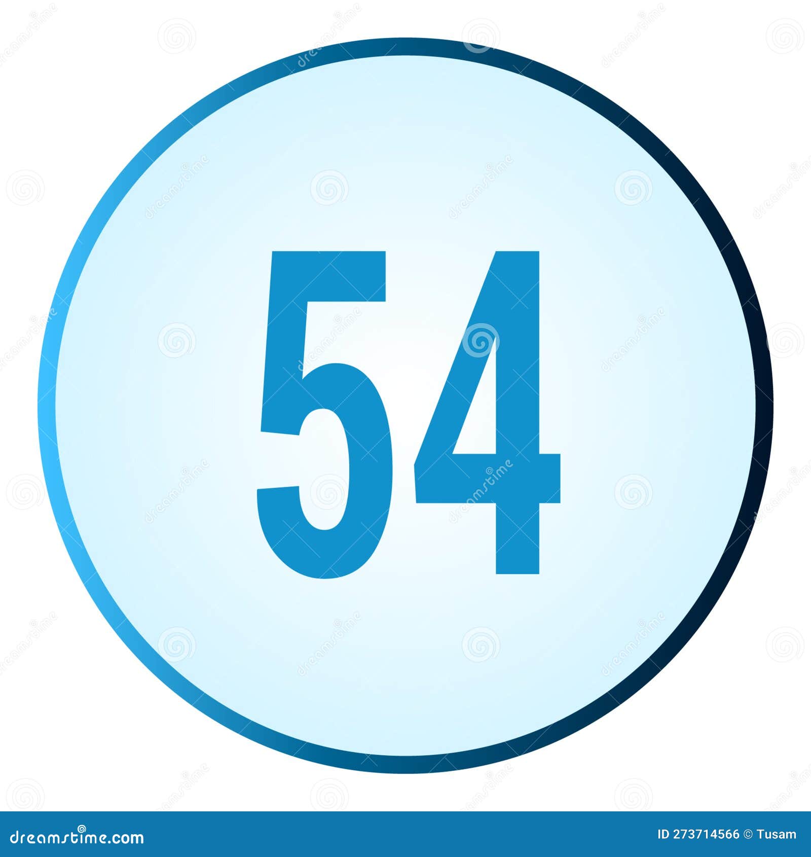 Number 54 Symbol or Logo with Round Frame in Blue Gradient Color Stock ...