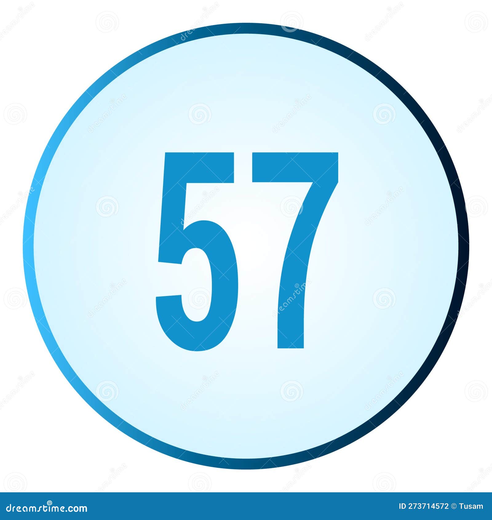 Number 57 Symbol or Logo with Round Frame in Blue Gradient Color Stock ...