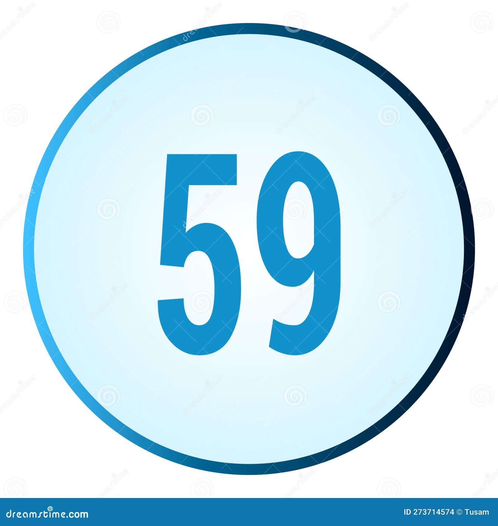 Number 59 Symbol Or Logo With Round Frame In Blue Gradient Color Vector ...
