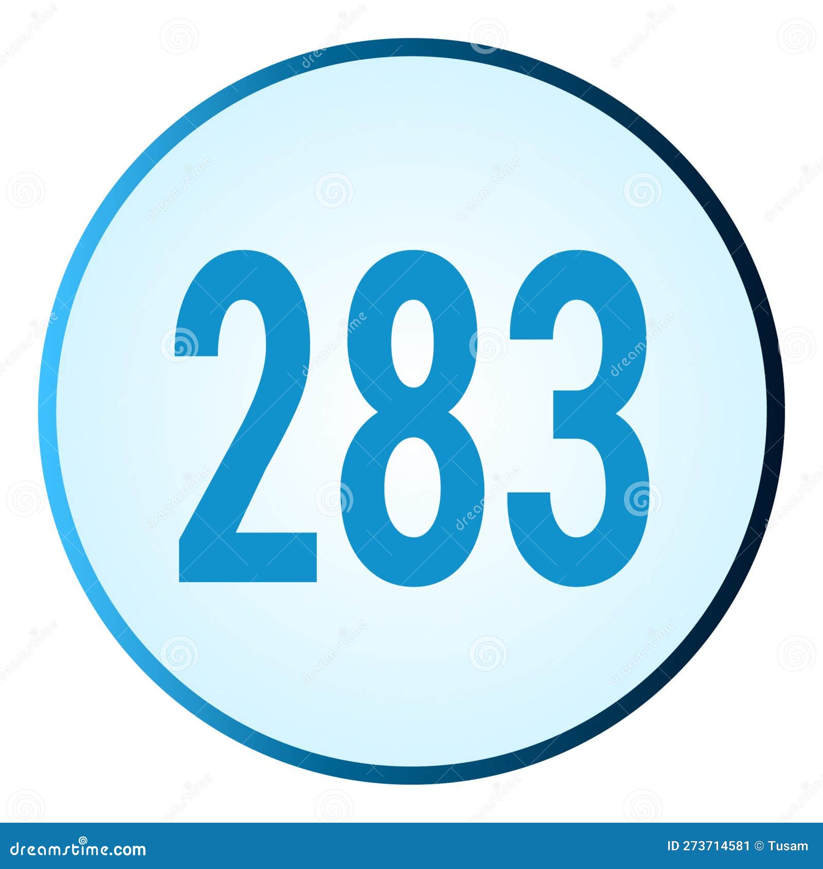 Number 283 Symbol or Logo with Round Frame in Blue Gradient Color Stock ...