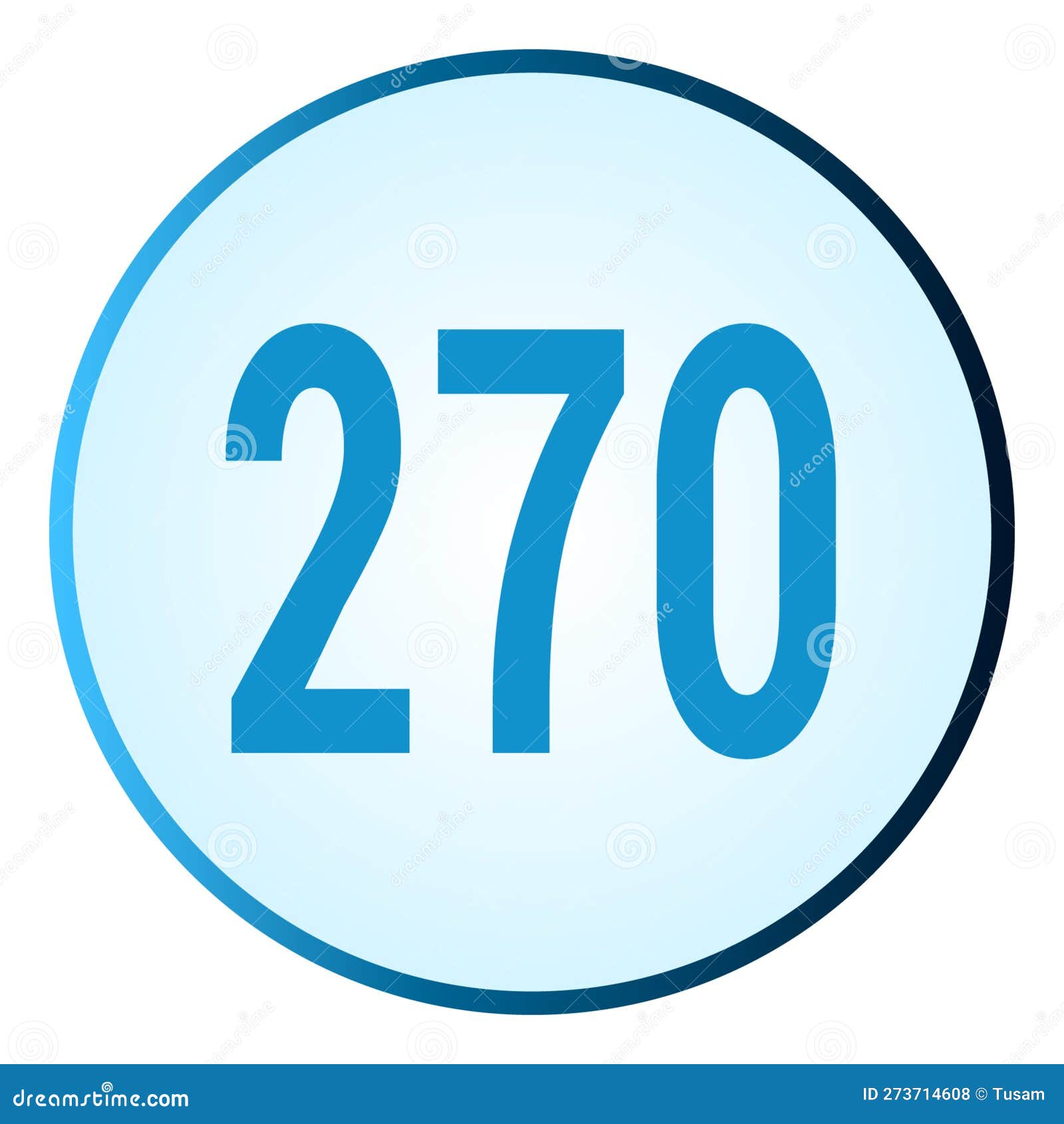 Number 270 Symbol or Logo with Round Frame in Blue Gradient Color Stock ...