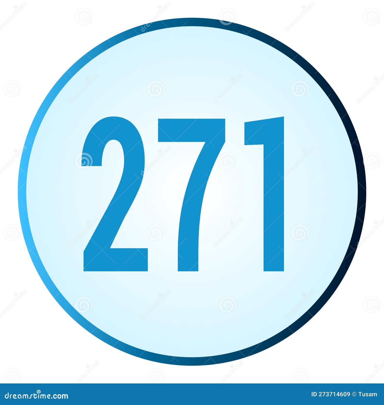 Number 271 Symbol or Logo with Round Frame in Blue Gradient Color Stock ...