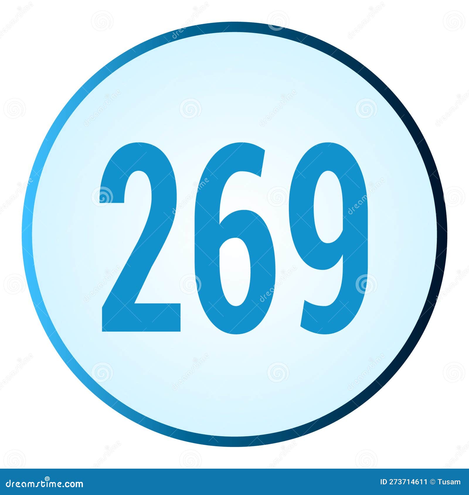 Number 269 Symbol or Logo with Round Frame in Blue Gradient Color Stock ...