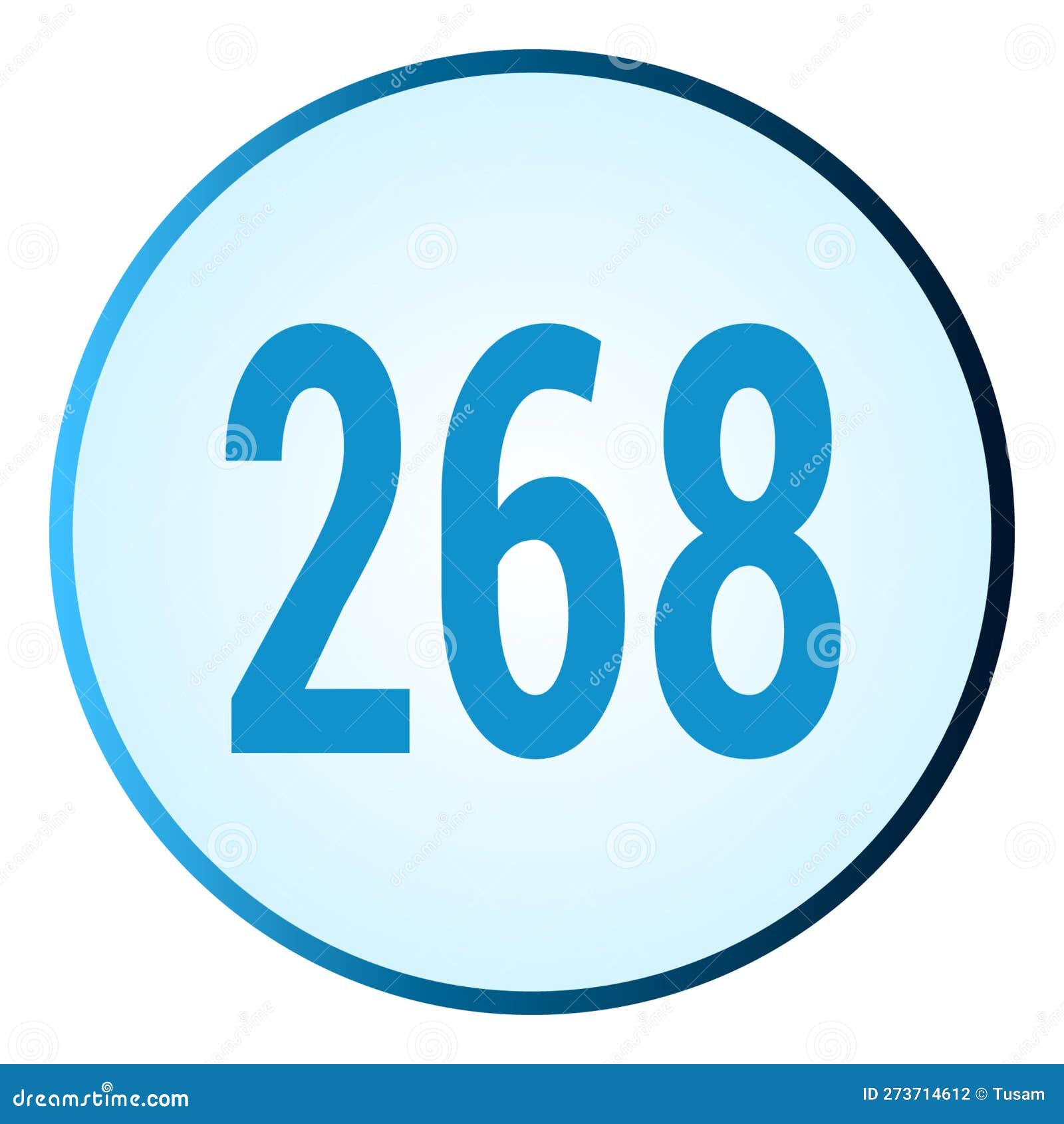 Number 268 Symbol or Logo with Round Frame in Blue Gradient Color Stock ...