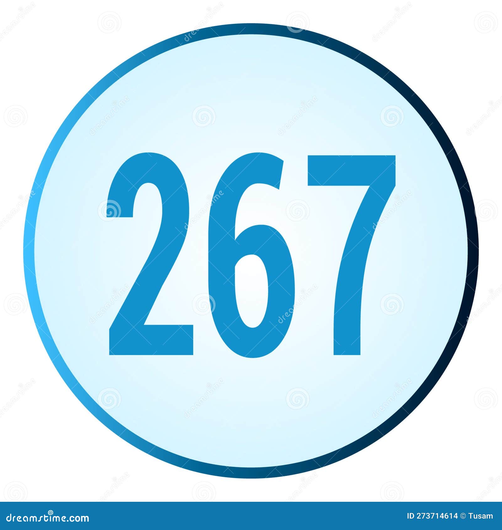 Number 267 Symbol or Logo with Round Frame in Blue Gradient Color Stock ...