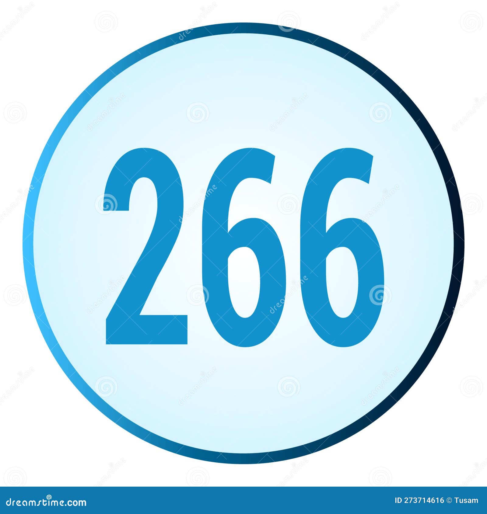 Number 266 Symbol or Logo with Round Frame in Blue Gradient Color Stock ...