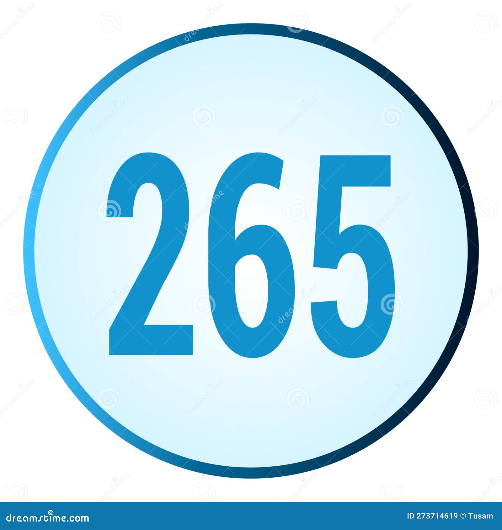 Number 265 Symbol or Logo with Round Frame in Blue Gradient Color Stock ...