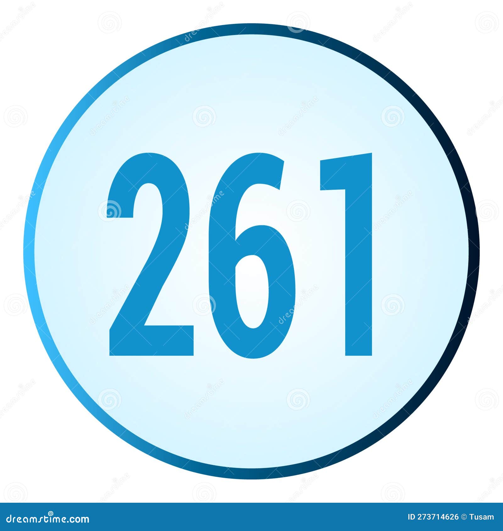 Number 261 Symbol or Logo with Round Frame in Blue Gradient Color Stock ...