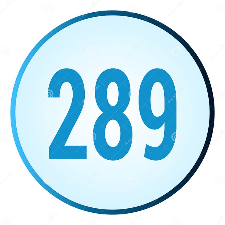 Number 289 Symbol or Logo with Round Frame in Blue Gradient Color Stock ...