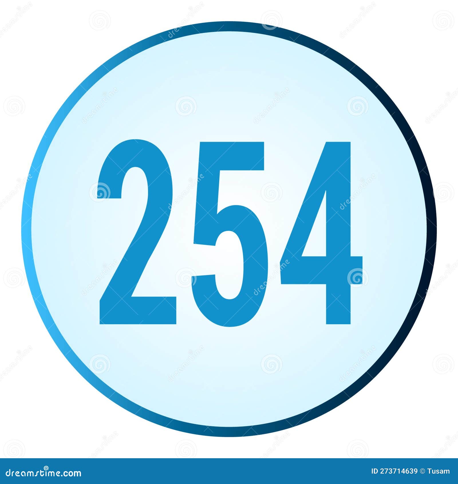 Number 254 Symbol Or Logo With Round Frame In Blue Gradient Color ...