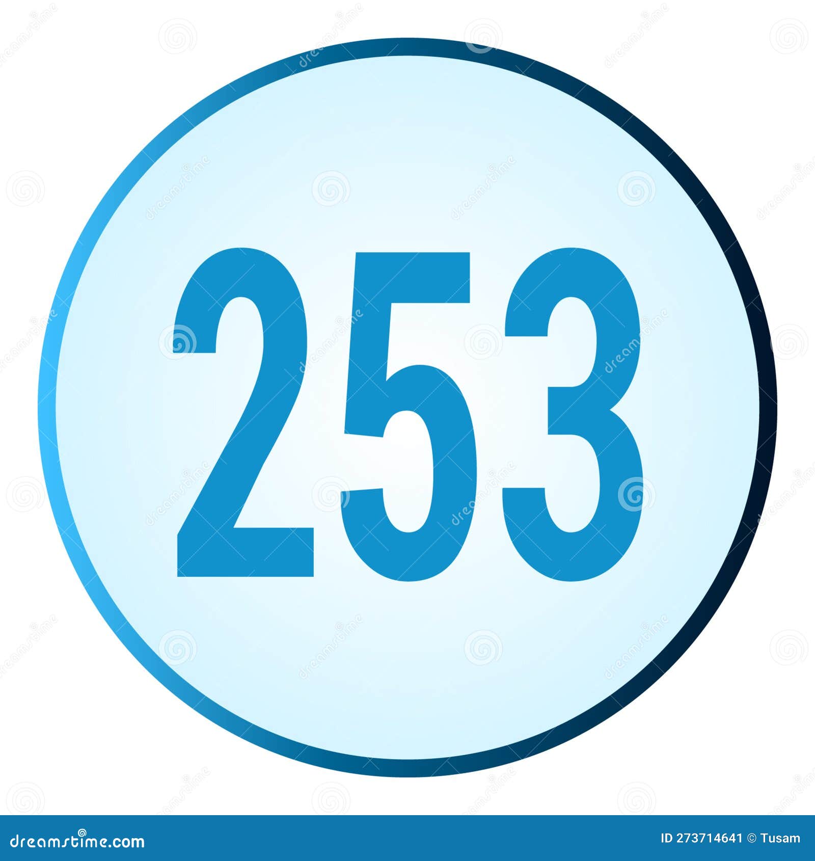 Number 253 Symbol or Logo with Round Frame in Blue Gradient Color Stock ...