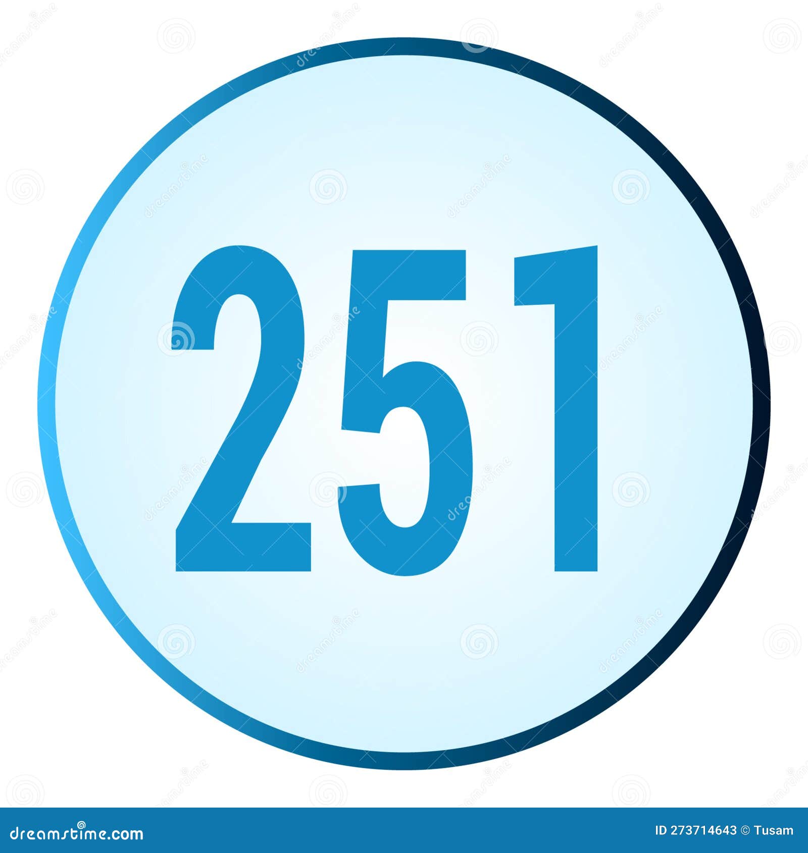 Number 251 Symbol or Logo with Round Frame in Blue Gradient Color Stock ...
