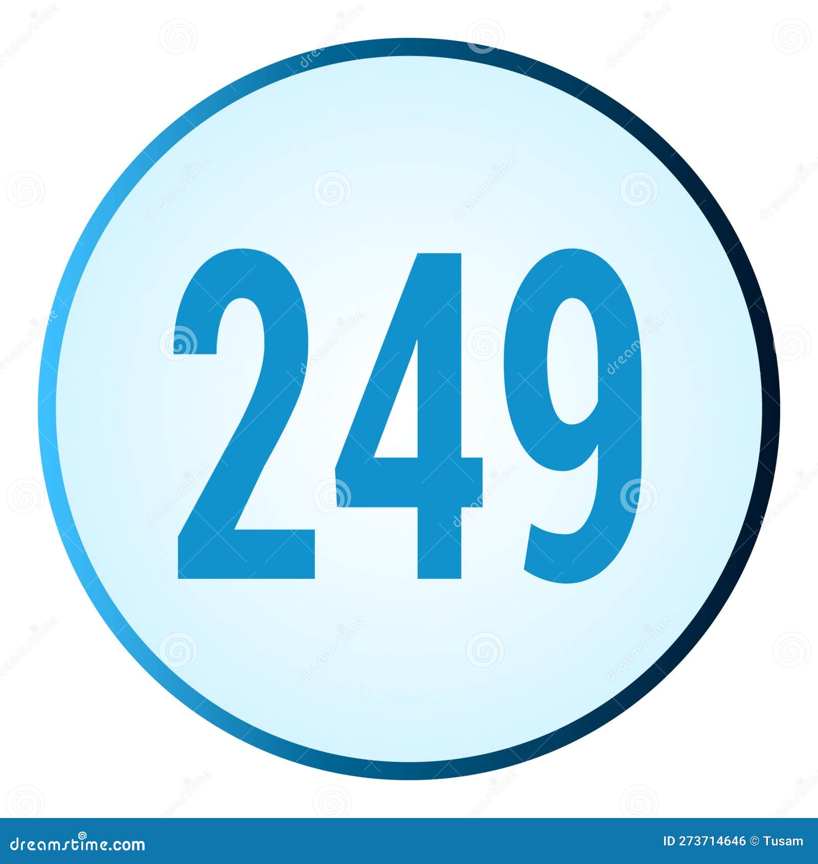 Number 249 Symbol or Logo with Round Frame in Blue Gradient Color Stock ...