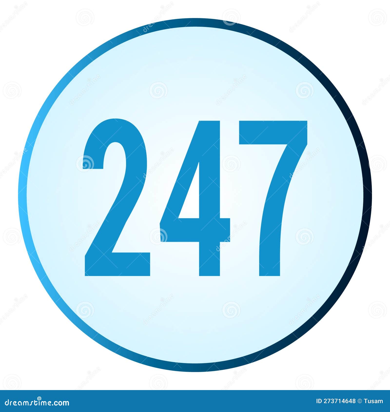 Number 247 Symbol or Logo with Round Frame in Blue Gradient Color Stock ...