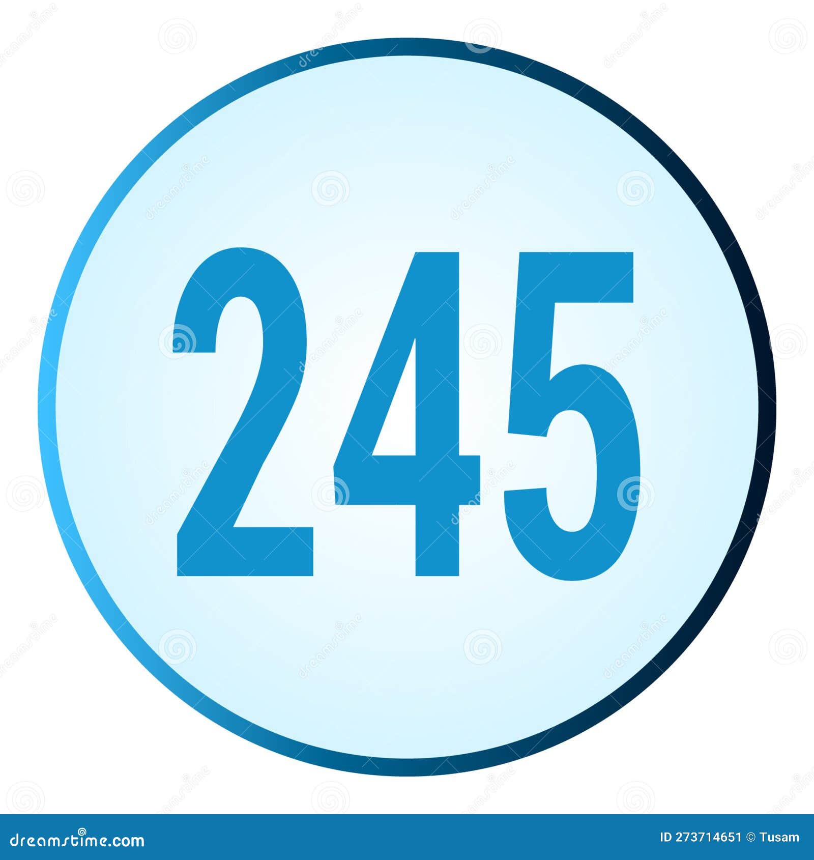Number 245 Symbol Or Logo With Round Frame In Blue Gradient Color ...