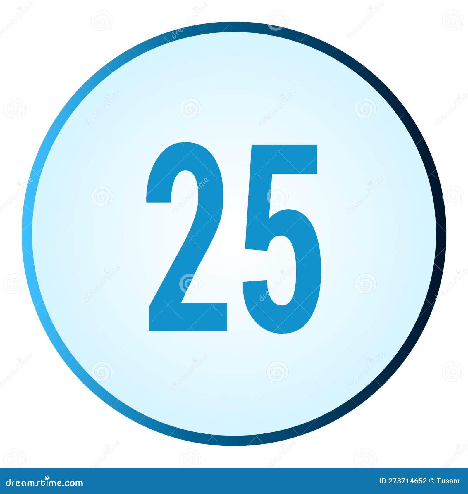 Number 25 Symbol Or Logo With Round Frame In Blue Gradient Color Vector ...