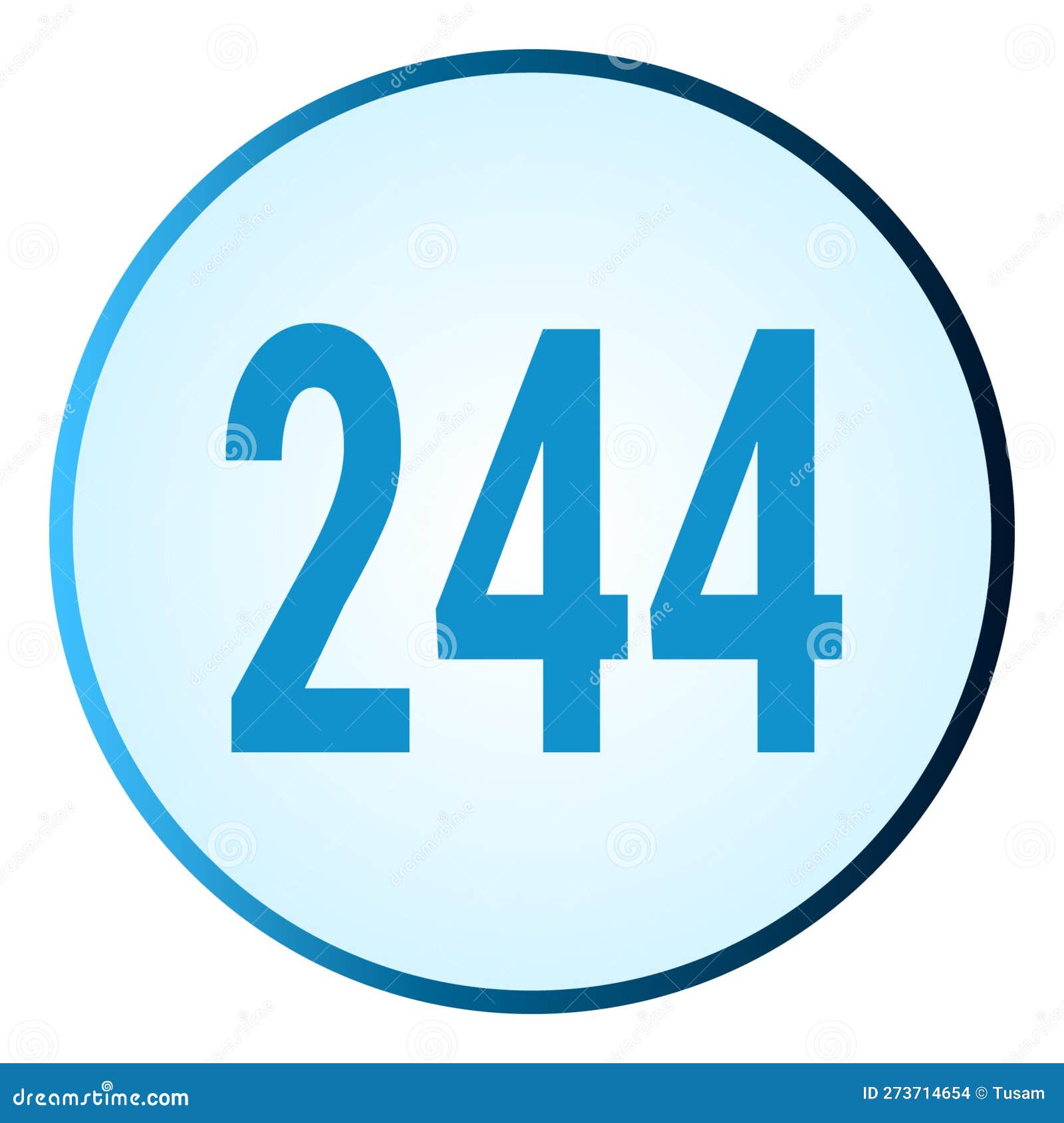 Number 244 Symbol or Logo with Round Frame in Blue Gradient Color Stock ...